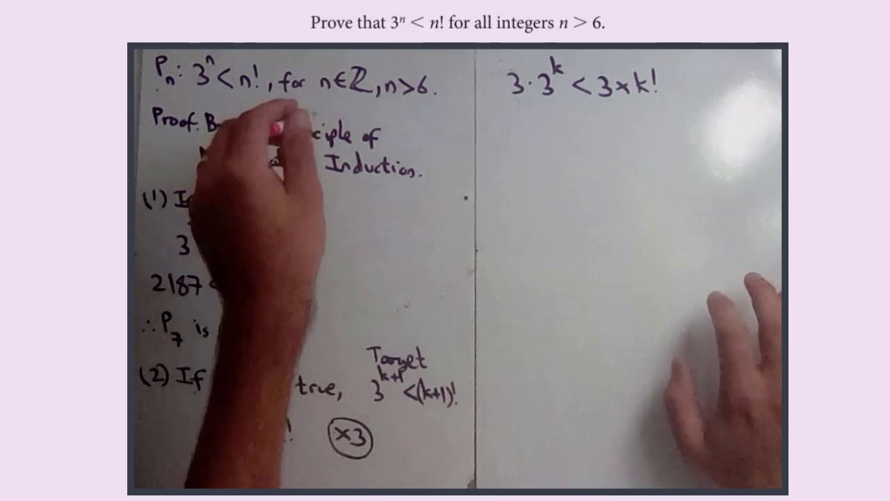 Proof by induction - proving an inequality involving factorials - YouTube