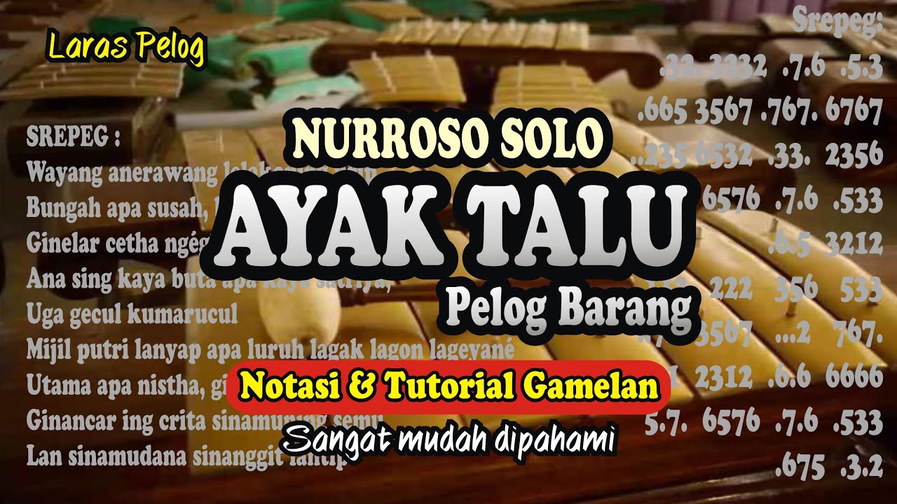 Notasi Belajar Gamelan AYAK TALU PELOG BARANG (NURROSO SOLO) - YouTube