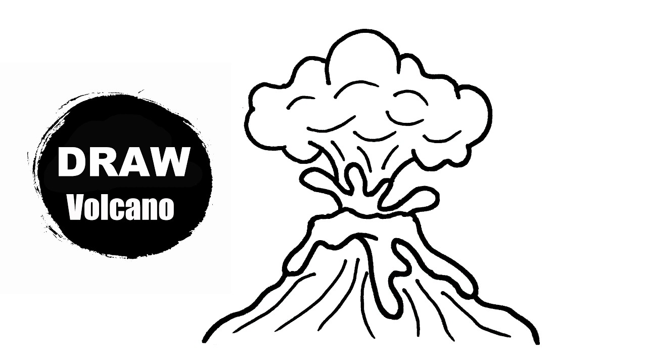 How To Draw A Volcano (easy) | Easy Volcano Drawing | Easy Step-by-Step ...