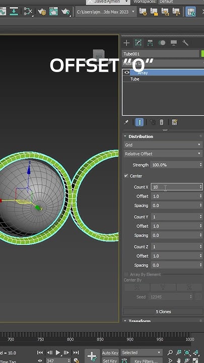 ring loop animation with array modifier in 3DS MAX 2024 | animation tuts for beginners 3ds max ...
