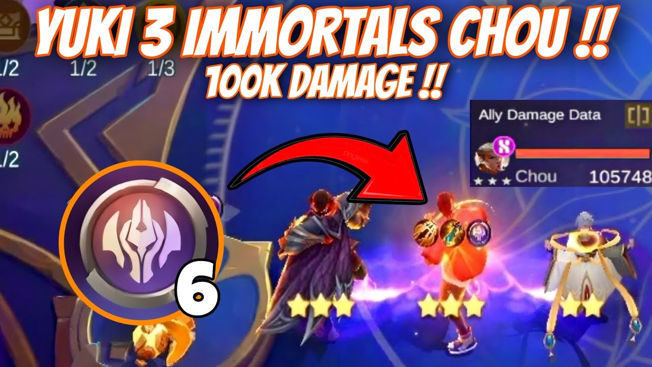 100 K DAMAGE YUKI 3 IMMORTALS CHOU | MLBB MAGIC CHESS - YouTube