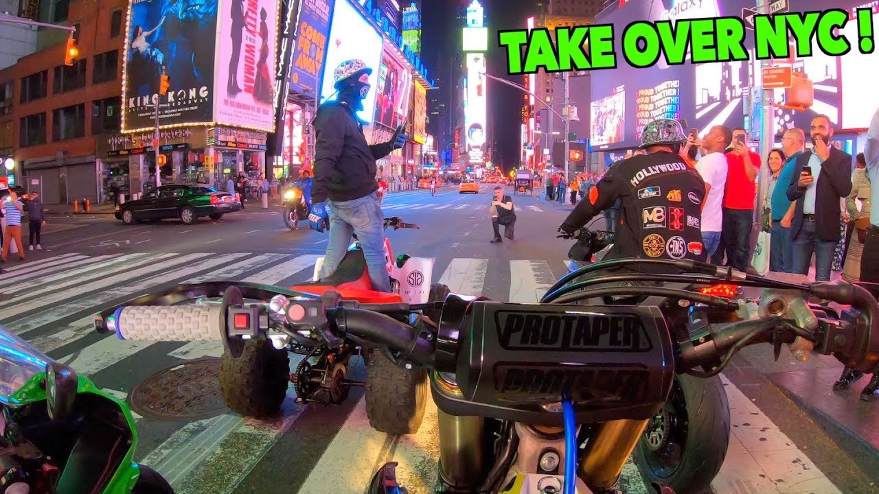 OVER 200 D!RT B!KES TAKE OVER TIME SQUARE NEW YORK ! | BRAAP VLOGS ...