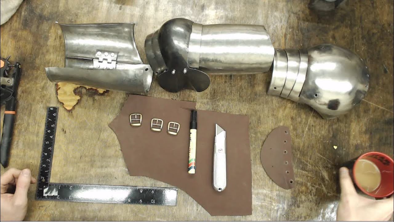 Medieval arm harness build - Vambrace and wrapper strapping - YouTube