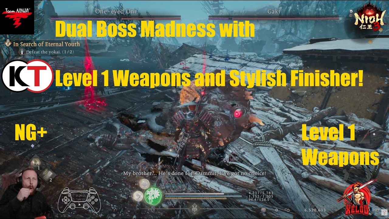 Nioh 3 Dual Boss Madness! Oni & Gaki | NG+ Level 1 Weapons | Epic ...