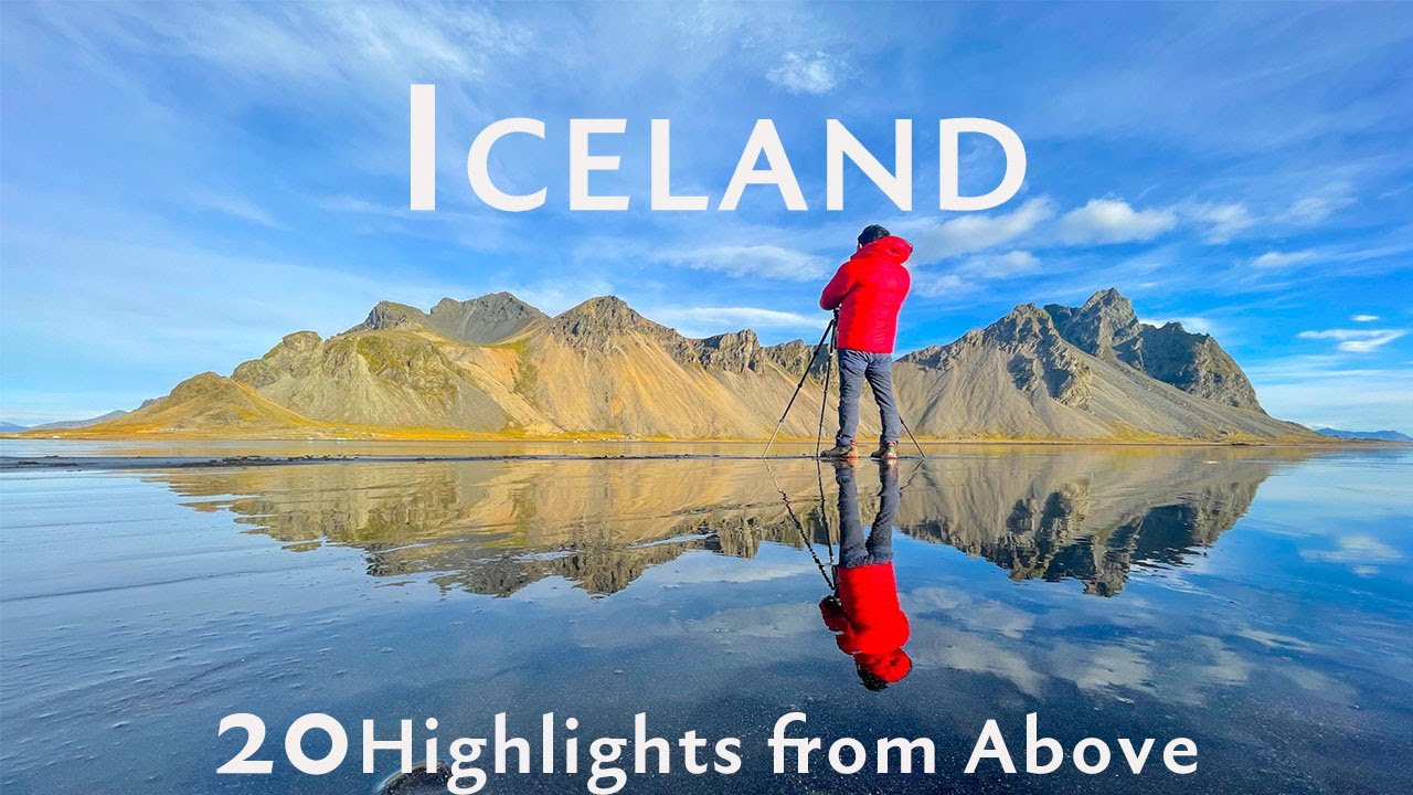 4K🇮🇸Fly Over Iceland from above travel highlights glacier to volcano ...