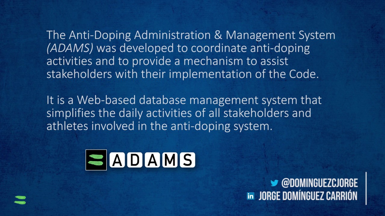 Anti-Doping Administration & Management System (ADAMS) - YouTube