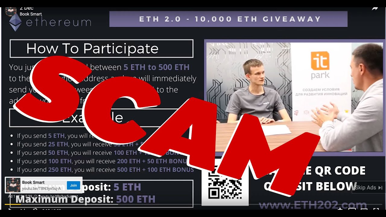 Don't get scammed by the Ethereum 2 for 1 Youtube scam Free ETH - YouTube