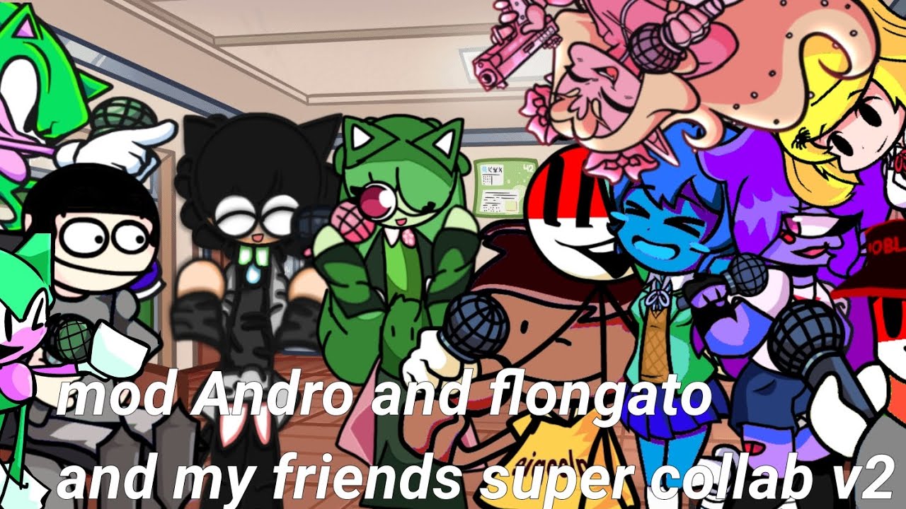 fnf mod Andro and flongato and my friends super collab v2 gameplay ...