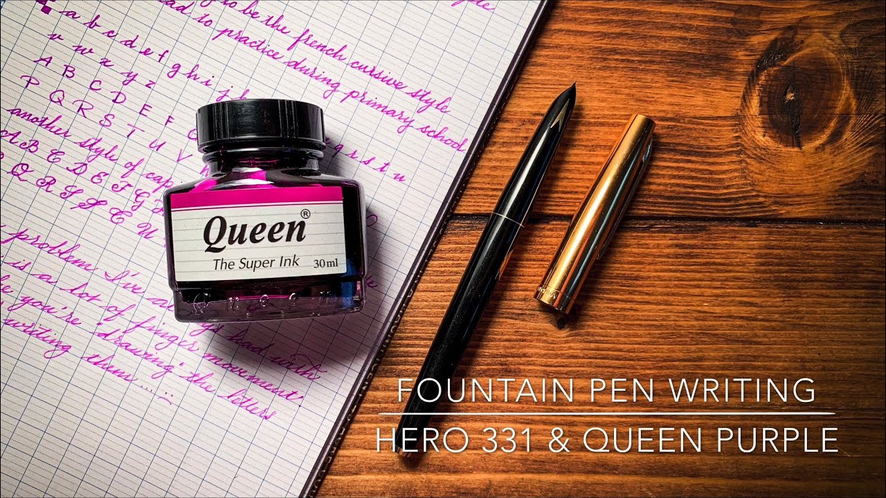 Fountain Pen Writing | Hero 331 and Queen Purple - YouTube