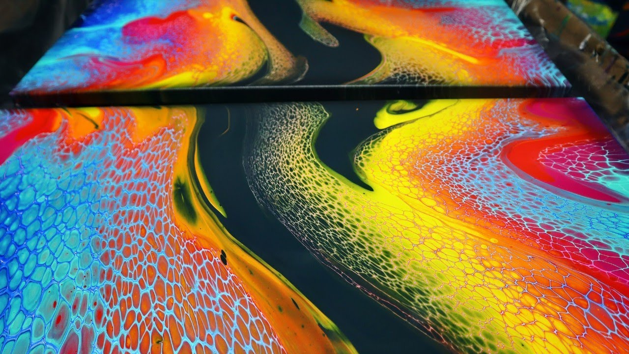 CHECK OUT THIS LACING! COLORFUL SWIPE! MUST SEE! ACRYLIC POURING - YouTube