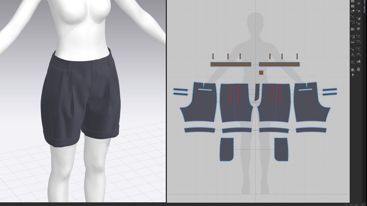Drafting Women Tailored Shorts, Clo, Marvelous Designer - YouTube