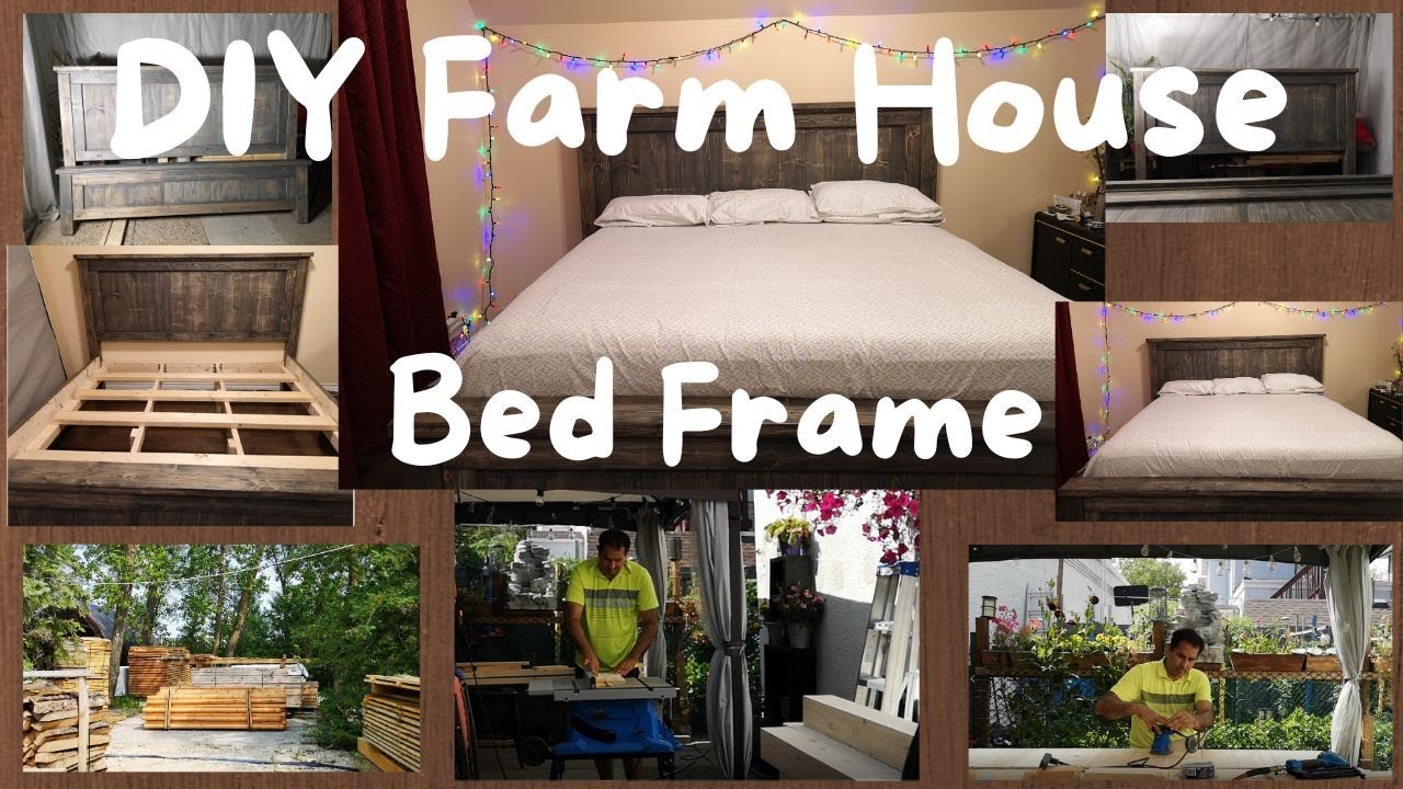 DIY farmhouse Bed Frame || How to Build a Farmhouse Style King Size Bed Frame - YouTube