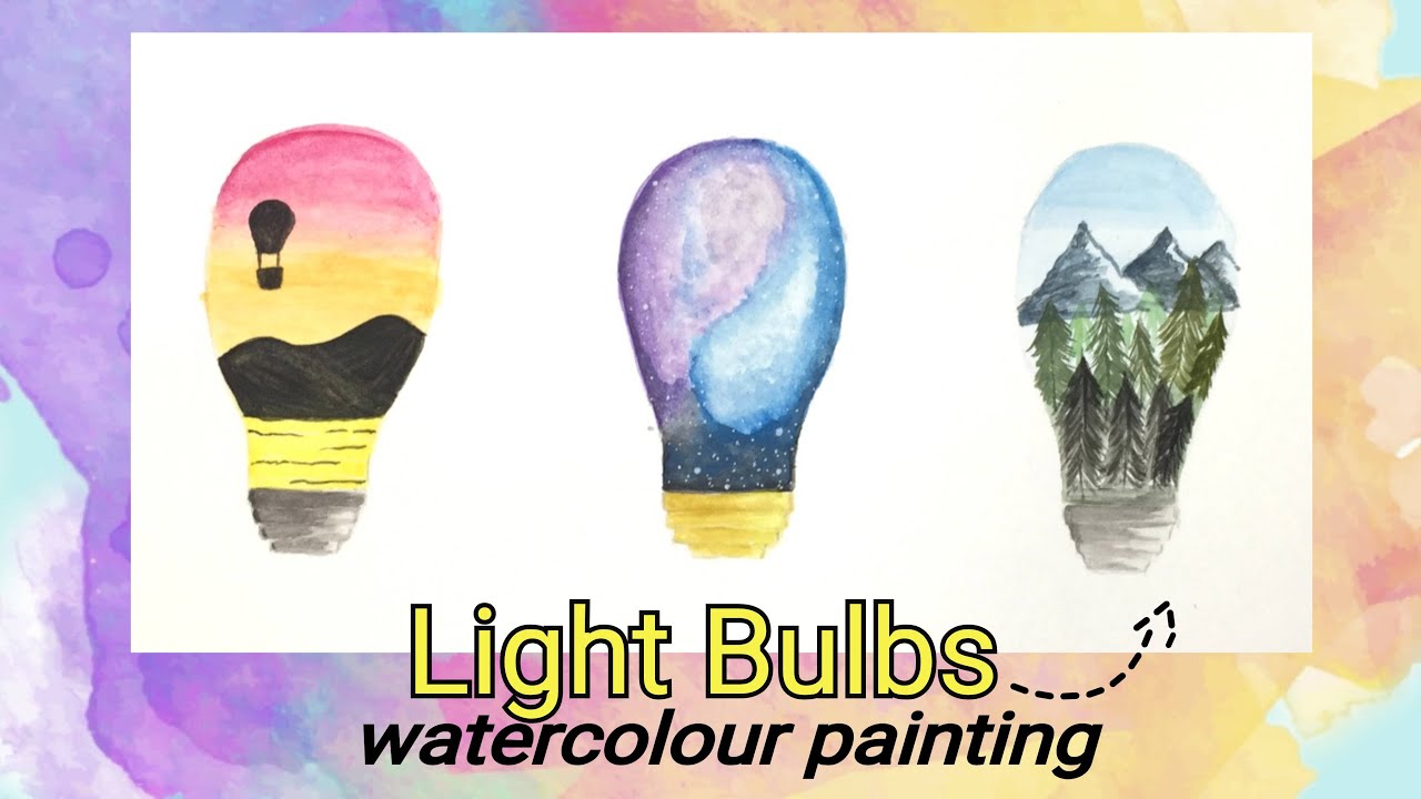 Light Bulbs Watercolour Painting - YouTube