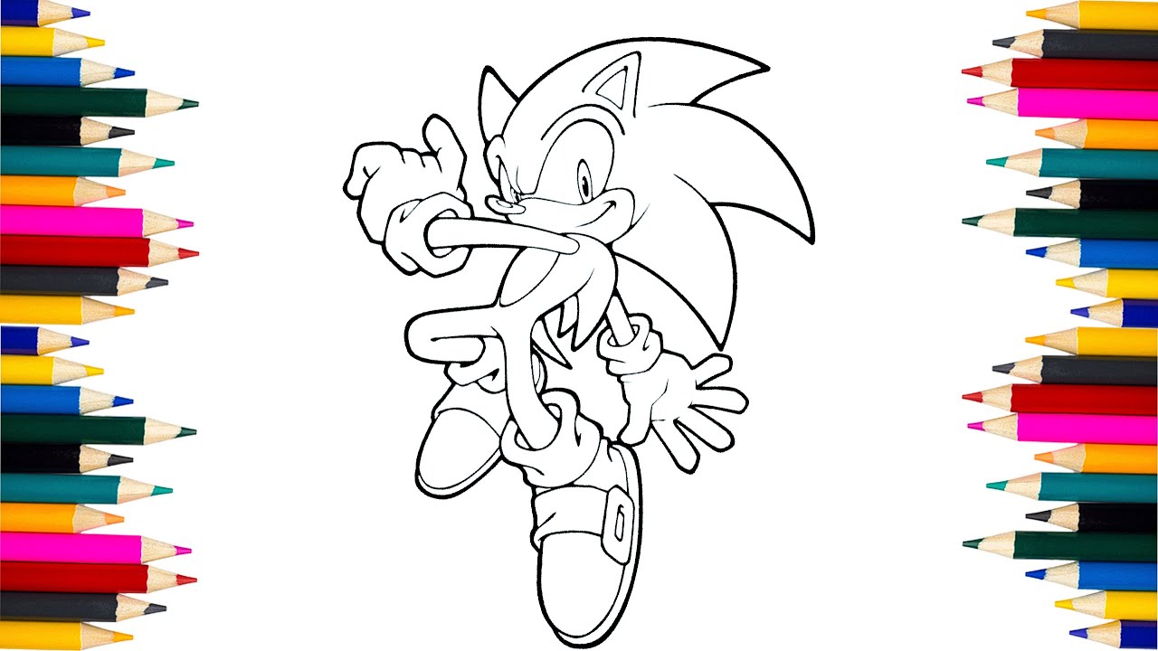 Sonic Coloring Page - How to draw Sonic - YouTube