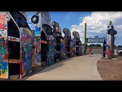 LIVE Travel Route 66: Cadillac & Slug Bug Ranch in Amarillo Texas (Pt ...