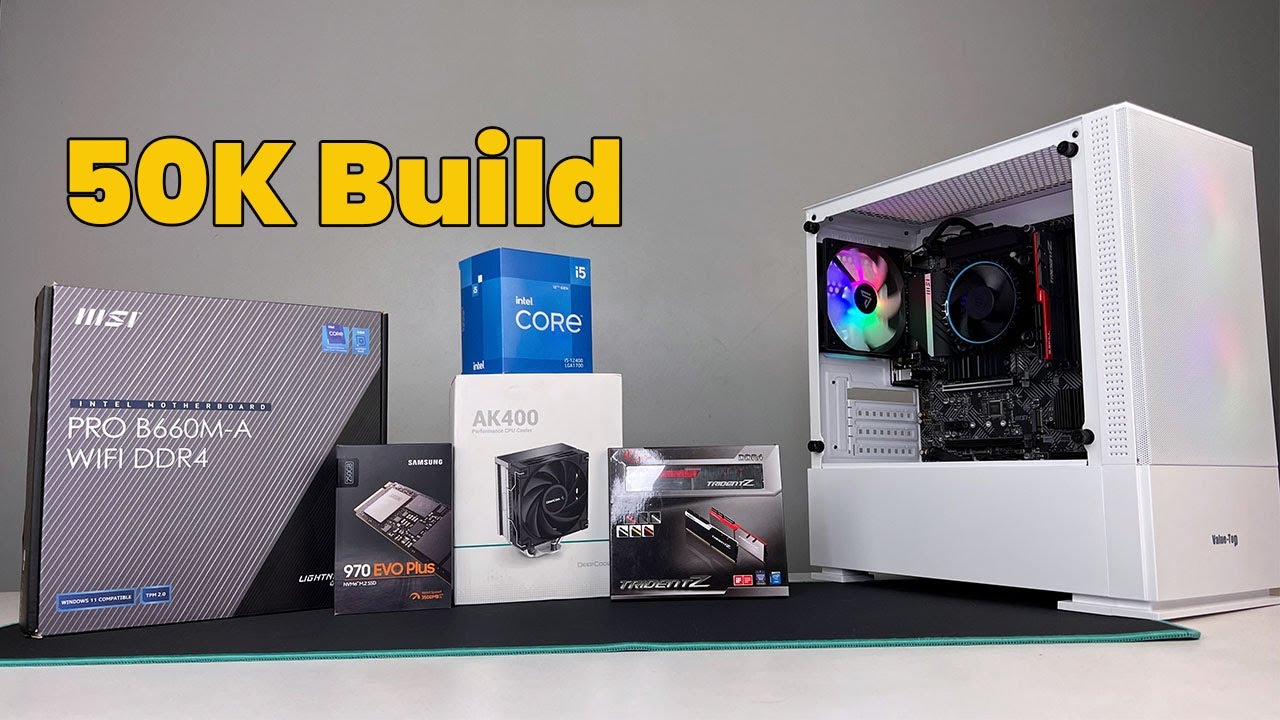 50K PC Build guide featuring i5 12400 MSI B660M-A D4 for productivity ...