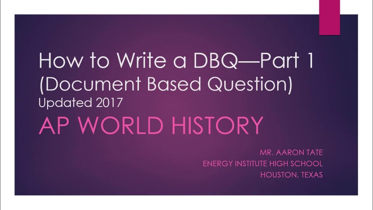 How to Write AP World History DBQ Essay--Part One - YouTube