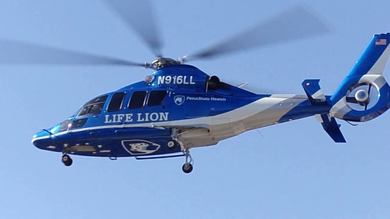 Life Lion 1 N916LL land at Wellspan York hospital - YouTube