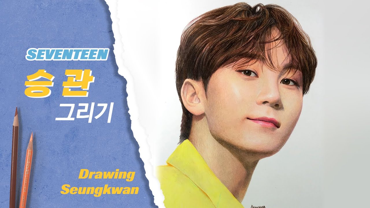 Drawing Seungkwan with colored pencils - 세븐틴 승관 그리기 - YouTube