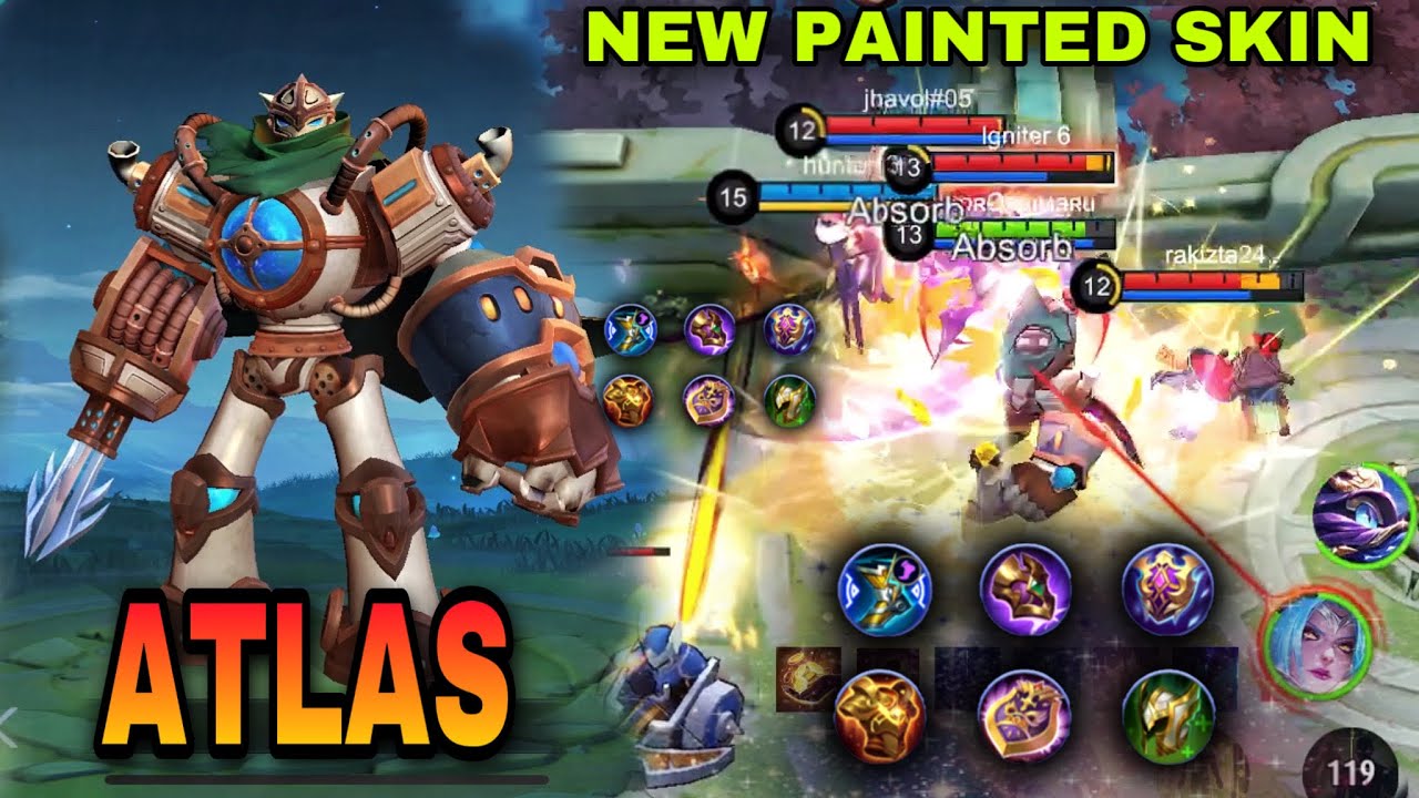 ATLAS NEW PAINTED SKIN | ATLAS BEST BUILD, ZONE & ROTATION | Mobile ...
