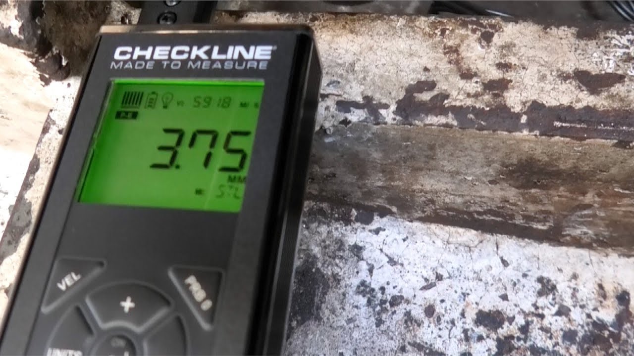 Ultrasonic thickness testing the steel hull plates on the trawler - YouTube