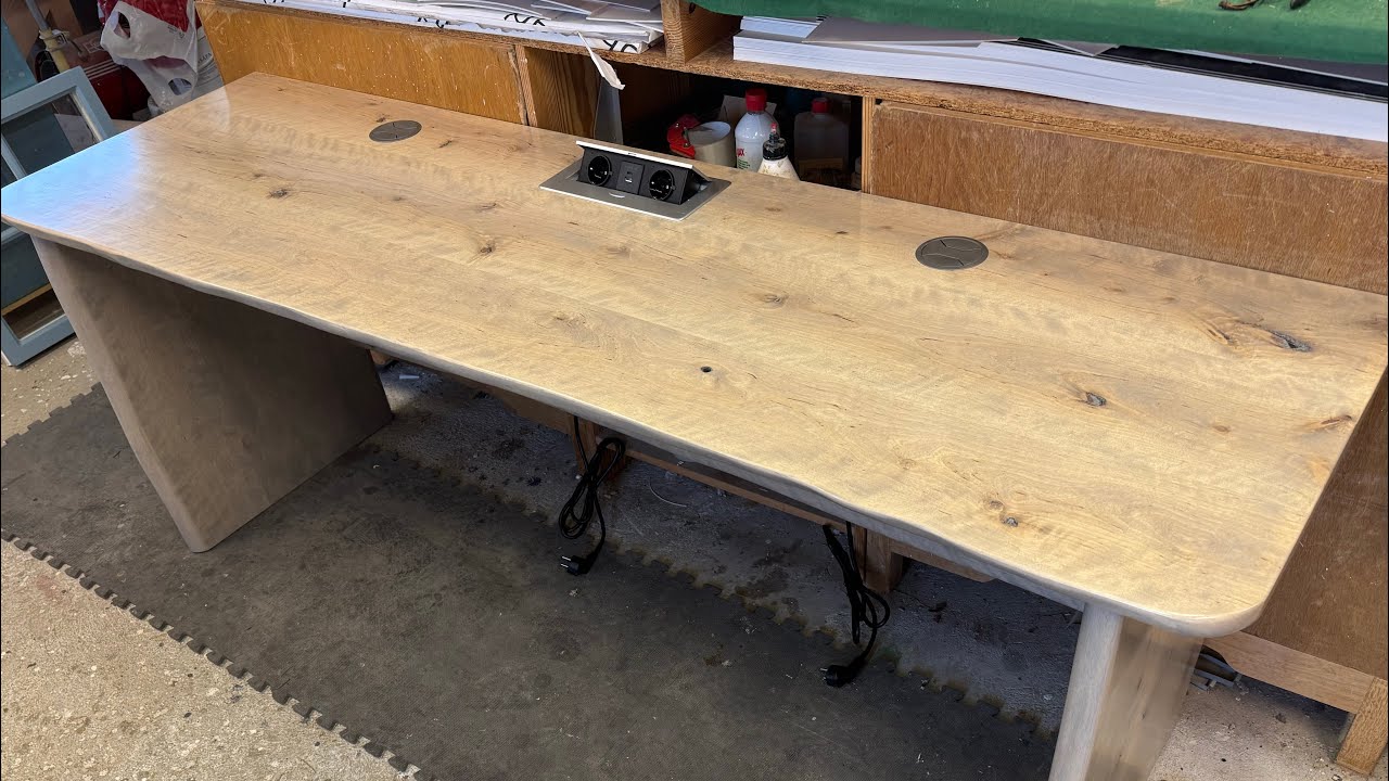 Grey Stained Birch Desk | Woodworking - YouTube