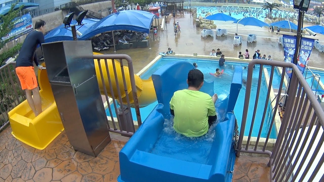 Double Drop Slide at Blue One Water Park - YouTube