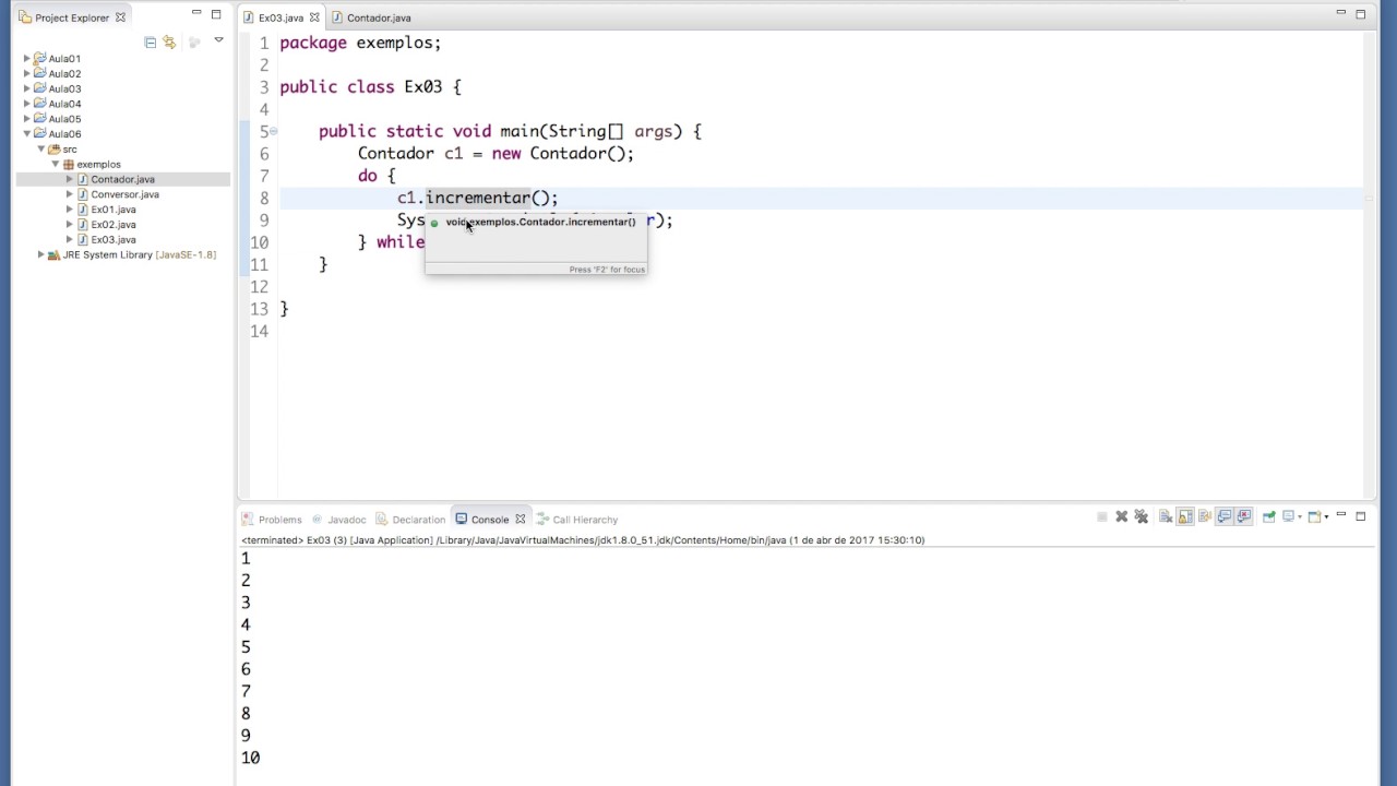 aula37 - classe Contador em Java - YouTube