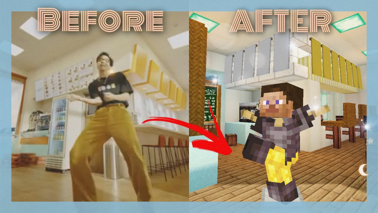 [minecraft] BTS dynamite 🎇 inspired set scene ☕️ [speedbuild] - YouTube