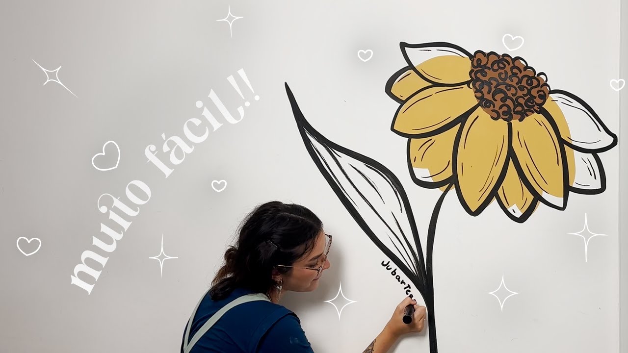 como pintar uma flor linda e FÁCIL na parede da sua casa! - YouTube