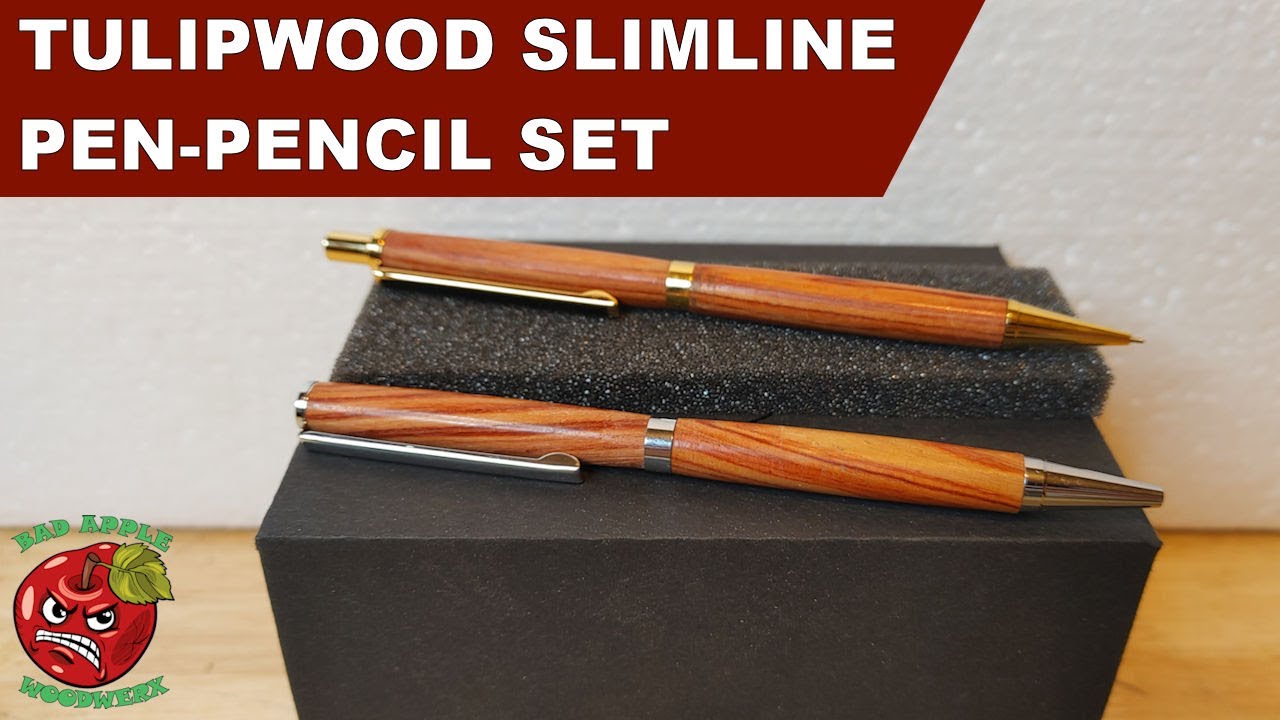 Woodturning - Bespoke Tulipwood Pen & Pencil Set - YouTube