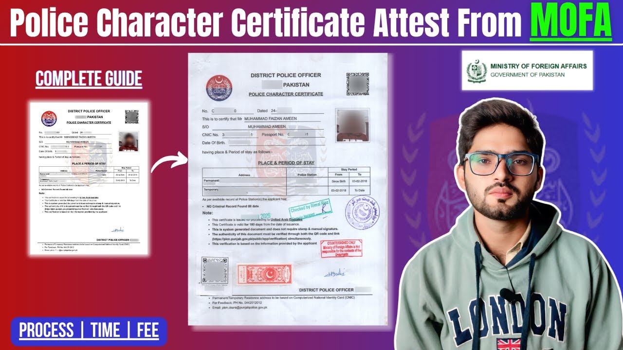 Police Character Certificate Attestation from MOFA Pakistan | Ministry ...