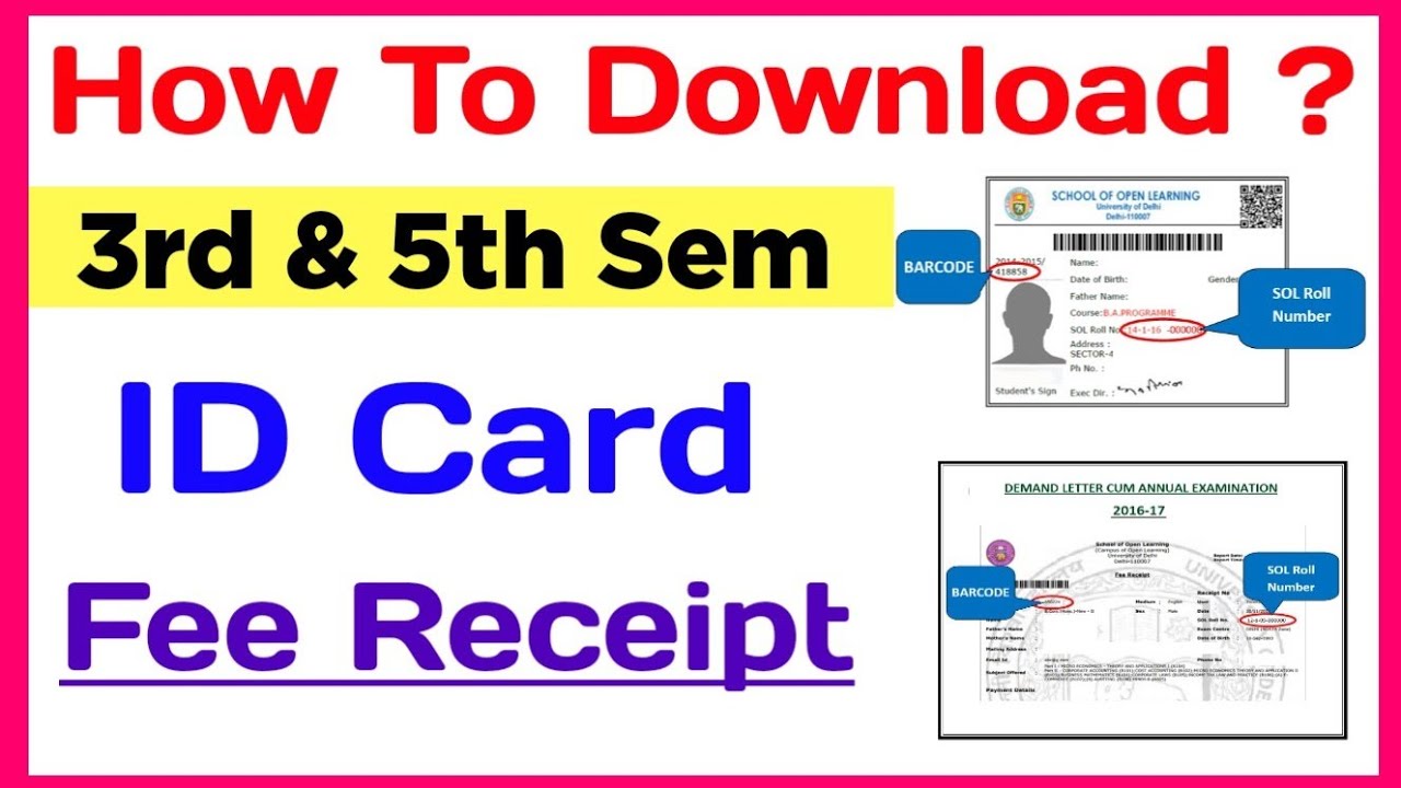 How To Download SOL 3rd & 5th Semester Fee Receipt & ID Card 2023 | Sol ...