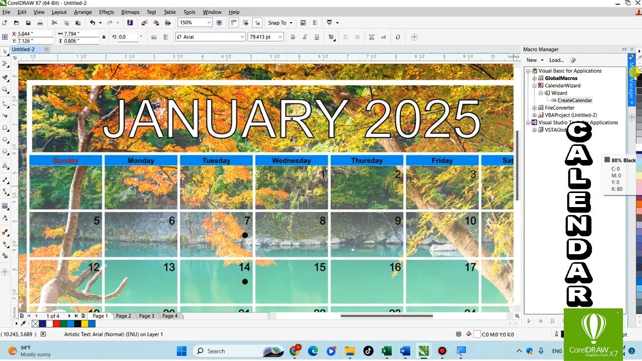 how to create calendar in coreldraw x7 - YouTube