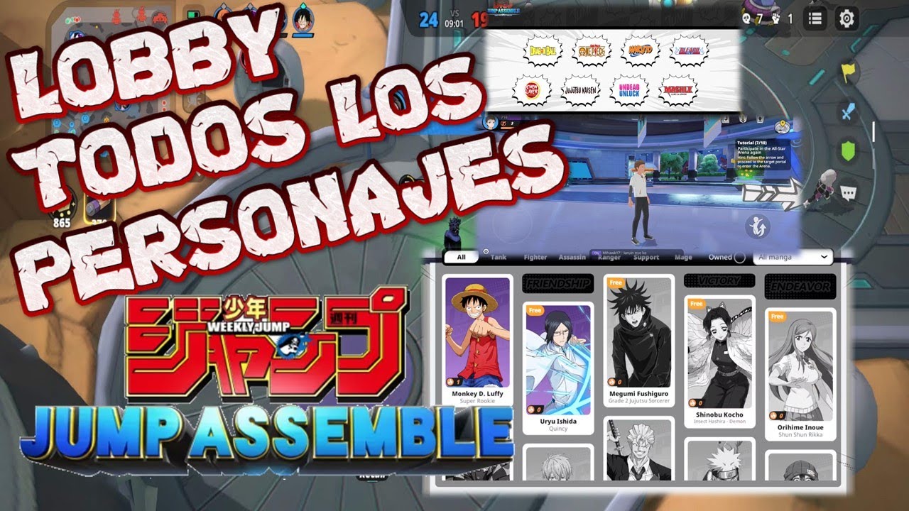 LOBBY Y TODOS LOS PERSONAJES DE JUMP ASSEMBLE - Beta Cerrada - YouTube