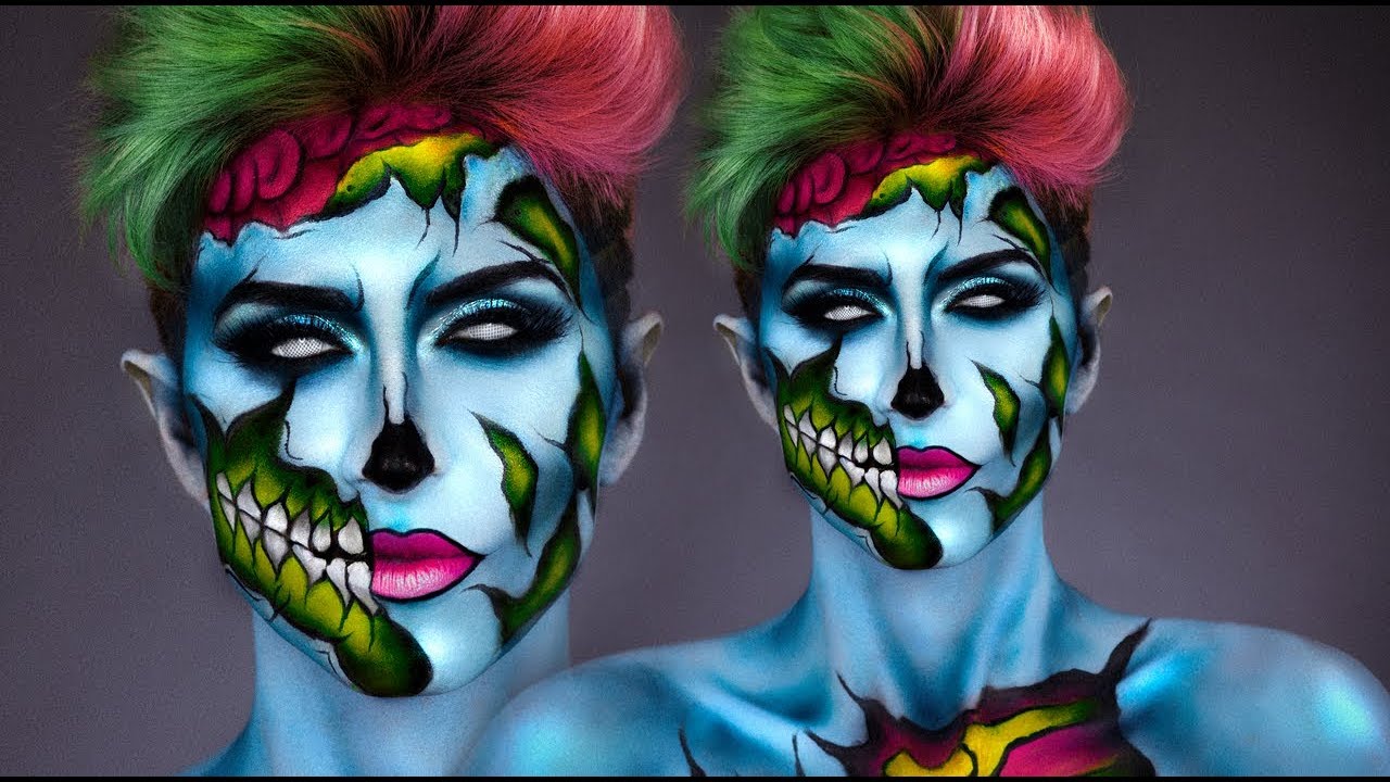 Glam Pop Art Zombie Hair and Makeup Tutorial - YouTube
