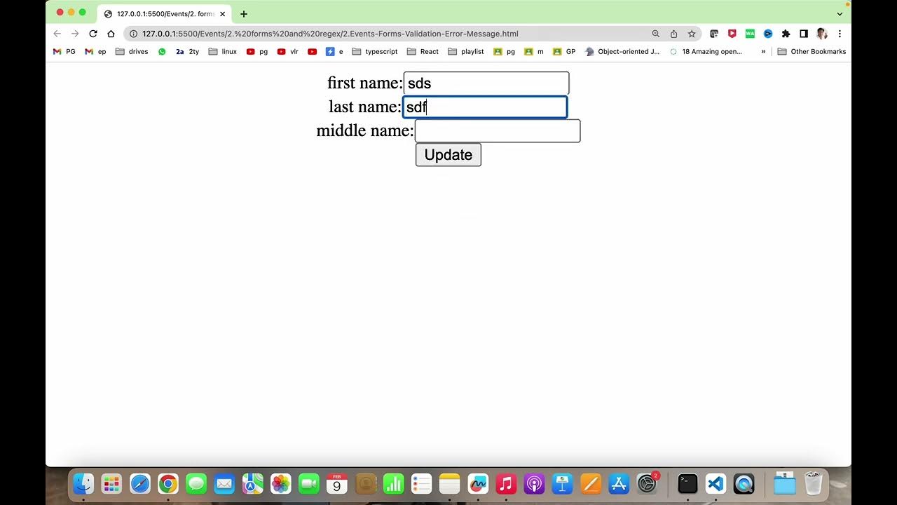 2 2 Events Forms Validation Error Message - YouTube
