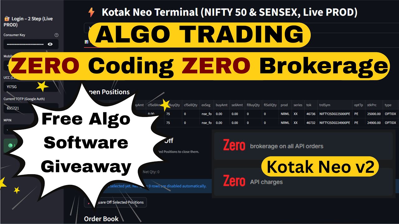 Algo Trading Without Coding | Free Algo Software Giveaway | Live Kotak ...