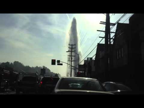 Fire hydrant geyser in Hollywood - YouTube