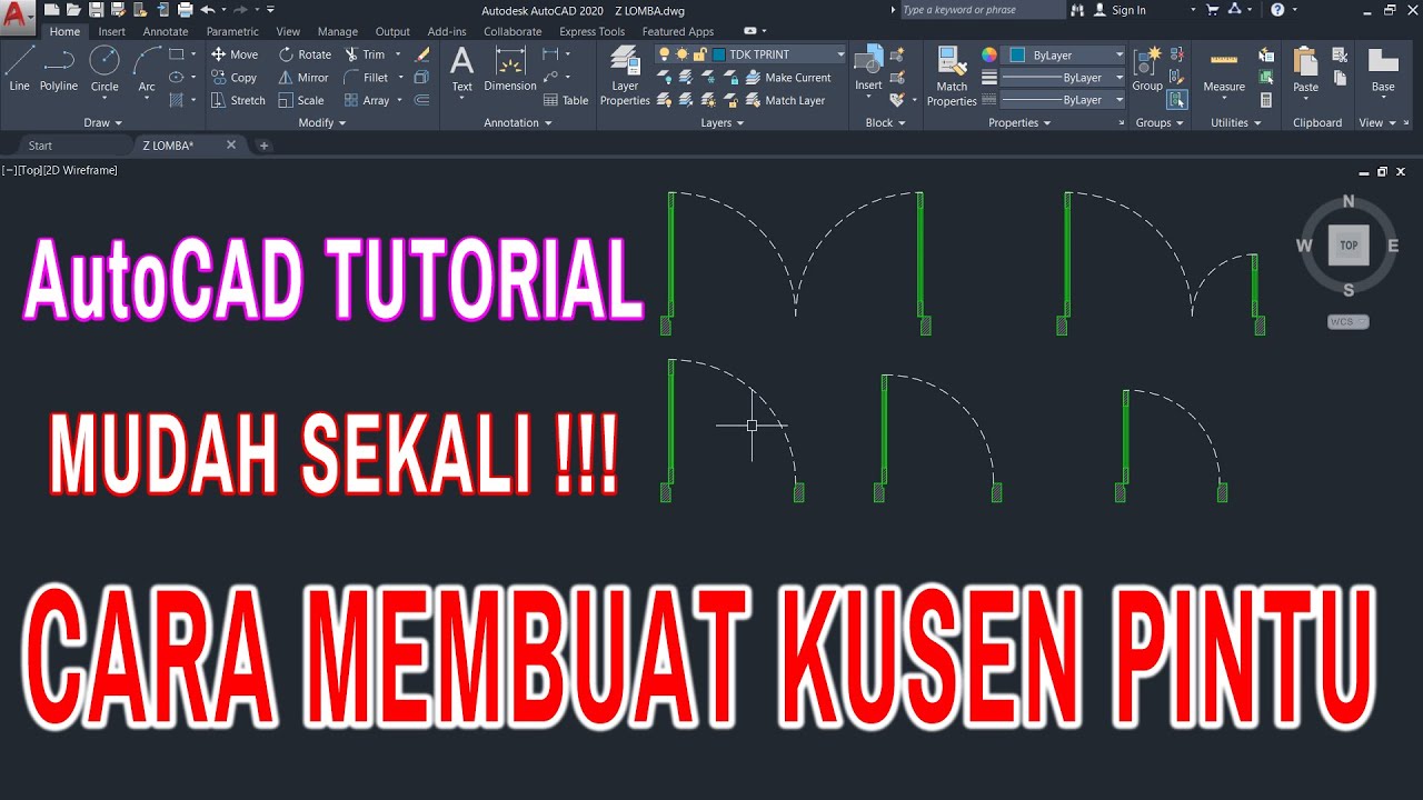 AutoCAD - Cara membuat simbol pintu untuk pemula - YouTube
