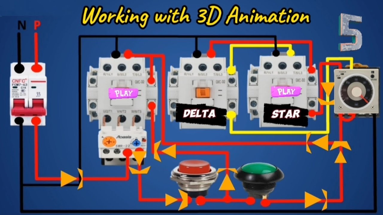 Auto Star Delta Starter Control Wiring and Working With 3D Animation ...