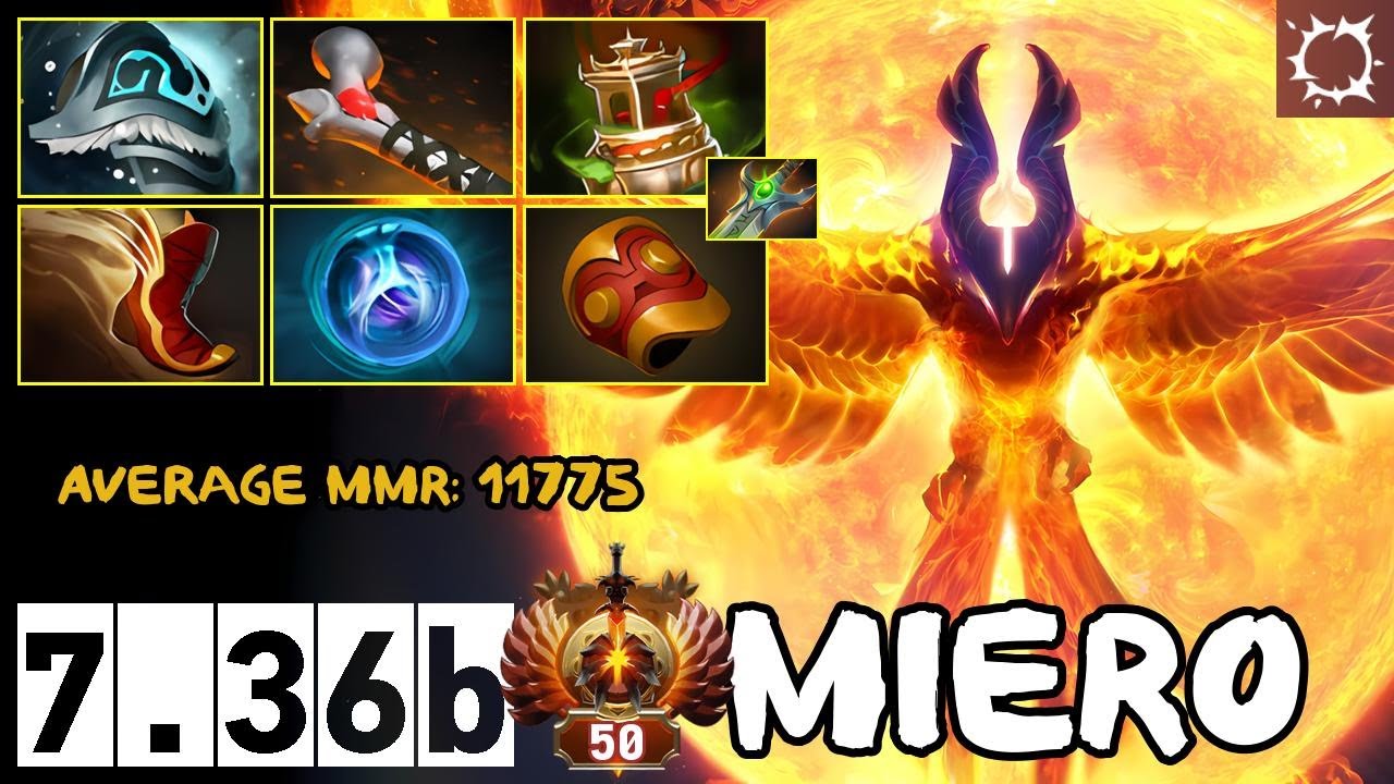 Pos 3 Phoenix - Average MMR: 11775 - MieRo - 7.36b - Immortal Dota 2 Pro Plays - YouTube