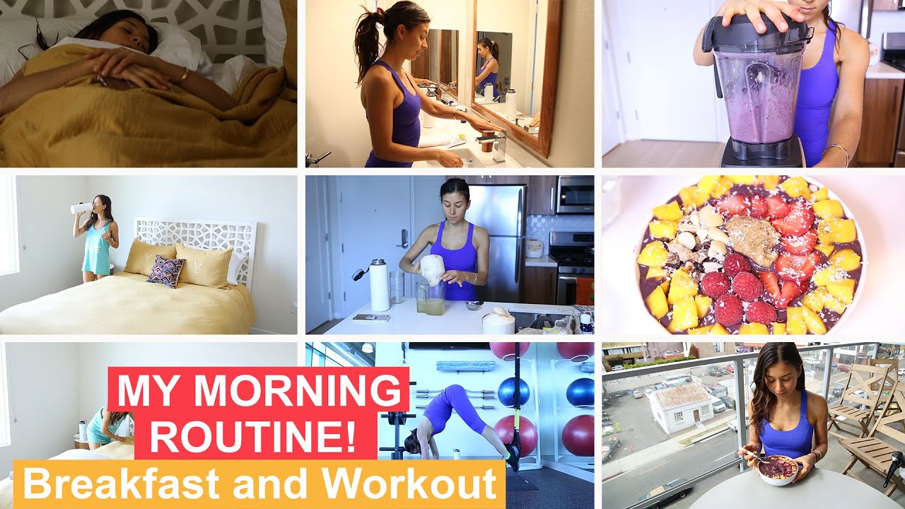 MY MORNING ROUTINE! Vegan Breakfast and Workout Routine - YouTube