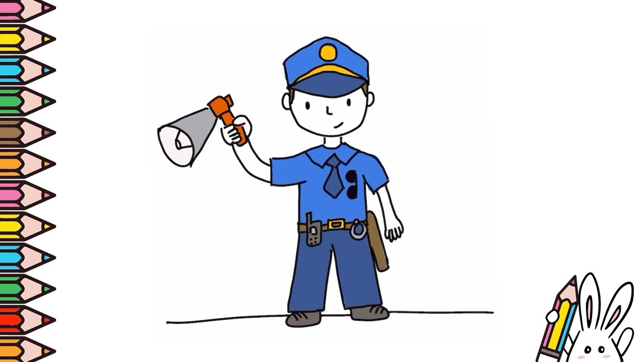 Easy drawing of a cute police officer - YouTube