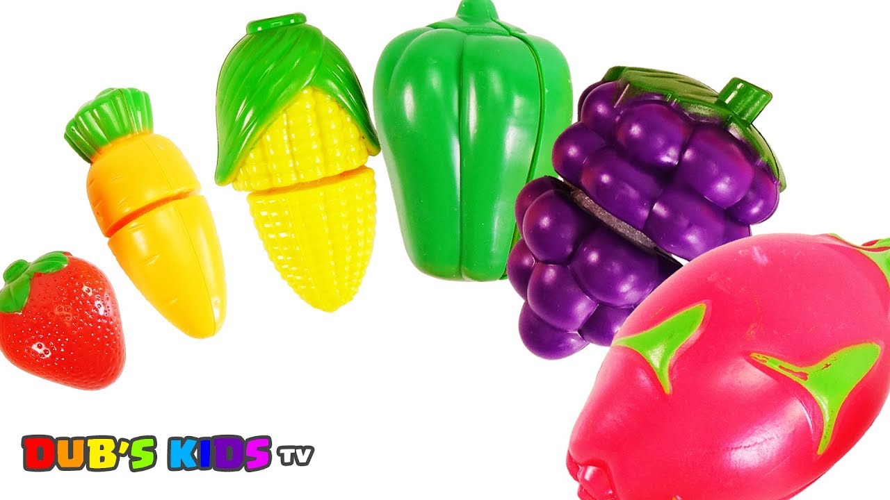 Learn Colors with Cutting Toy Velcro Fruit and Vegetables - YouTube