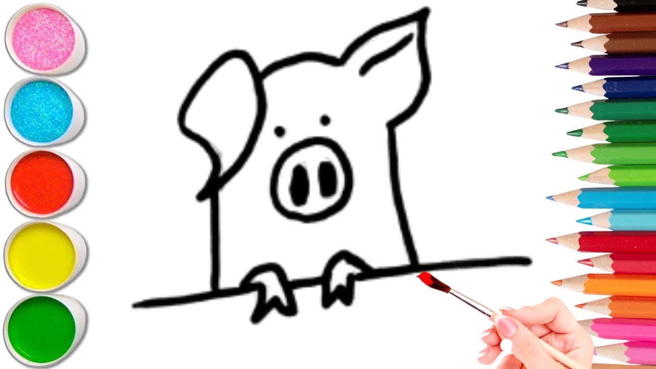 How To Draw cute Pig Drawing, Painting & Coloring For Kids and Toddlers ...