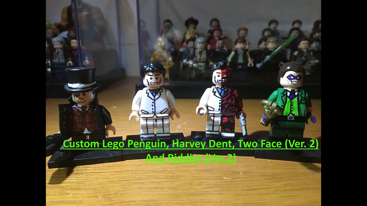 Custom Lego Penguin, Harvey Dent, Two face (Ver. 2) and Riddler (Ver. 2 ...
