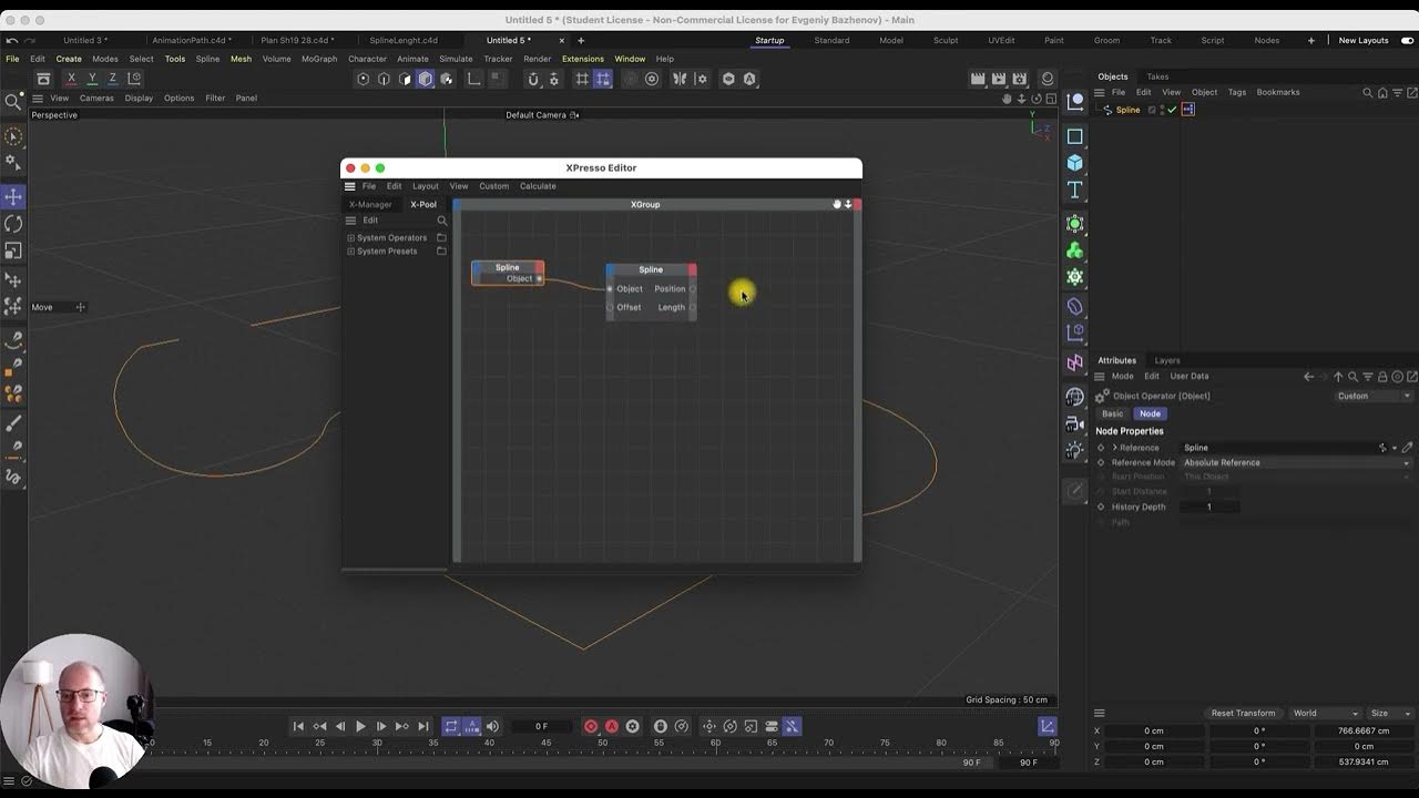 Cinema 4D XPresso SplineLength node part1 - YouTube