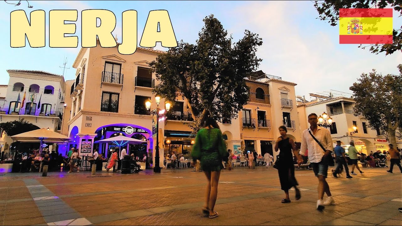 Nerja Beach Town - View from restaurant / Night life main square ...