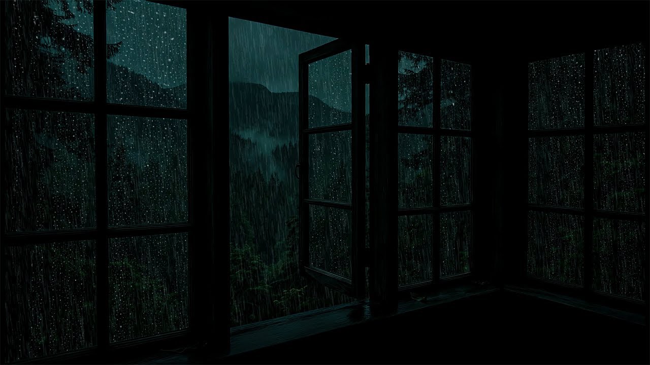 Heavy Rain Falling Outside the Window | Calm Night Ambience to Relax ...